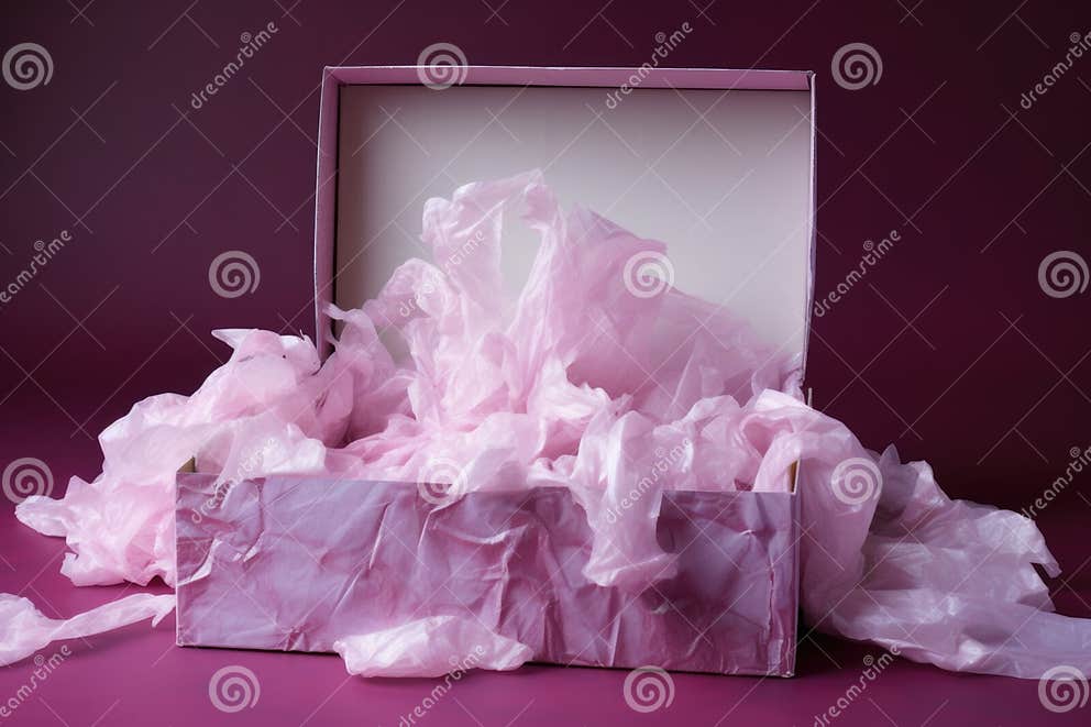 Tissue Paper Fluffed Up in Opened Gift Box Stock Image - Image of ...