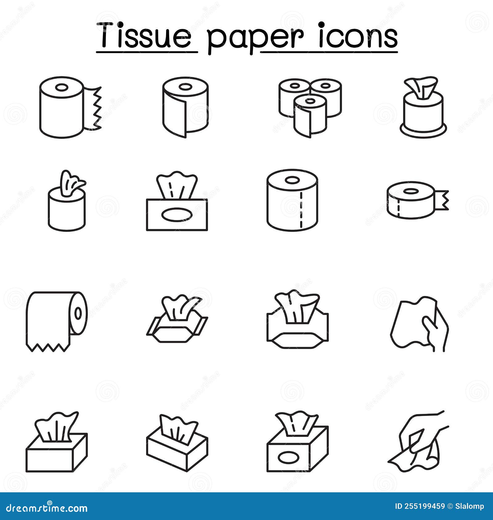 Tissue Paper Icon Set in Thin Line Style Stock Vector - Illustration of ...