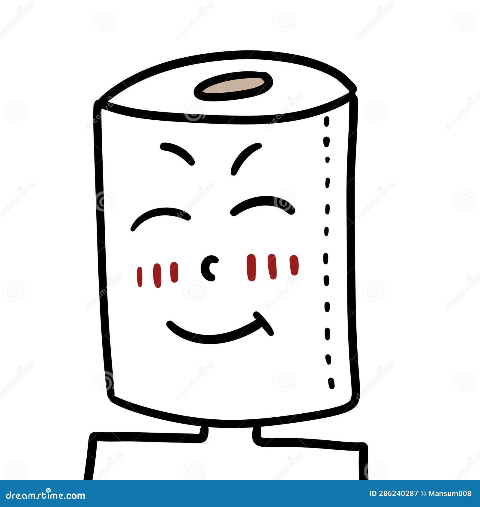 Tissue Roll Man Cartoon on White Background Stock Illustration ...