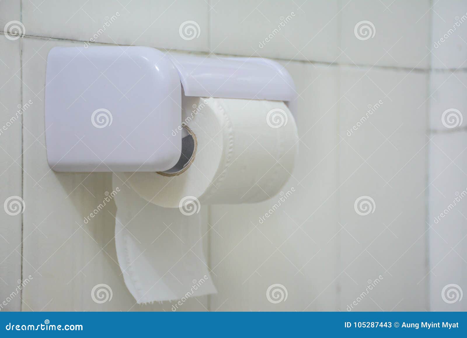 Tissue roll in rest room stock image. Image of dispenser - 105287443