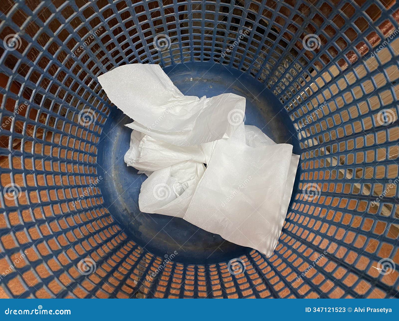 Tissue Waste in the Blue Trash Basket Stock Image - Image of stacking ...