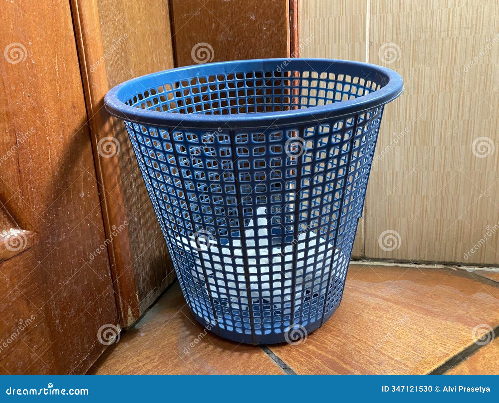Tissue Waste in the Blue Trash Basket Stock Photo - Image of tissues ...