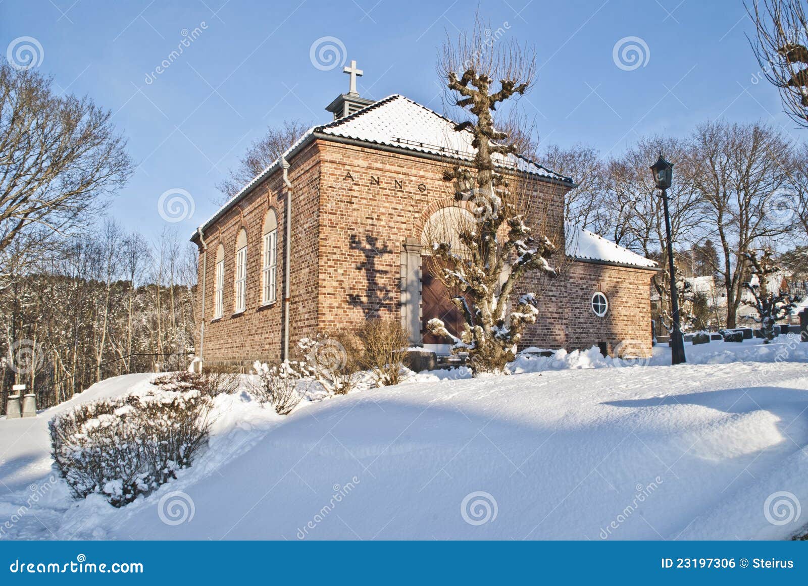 Tistedal chapel. stock photo. Image of snow, grave, house - 23197306