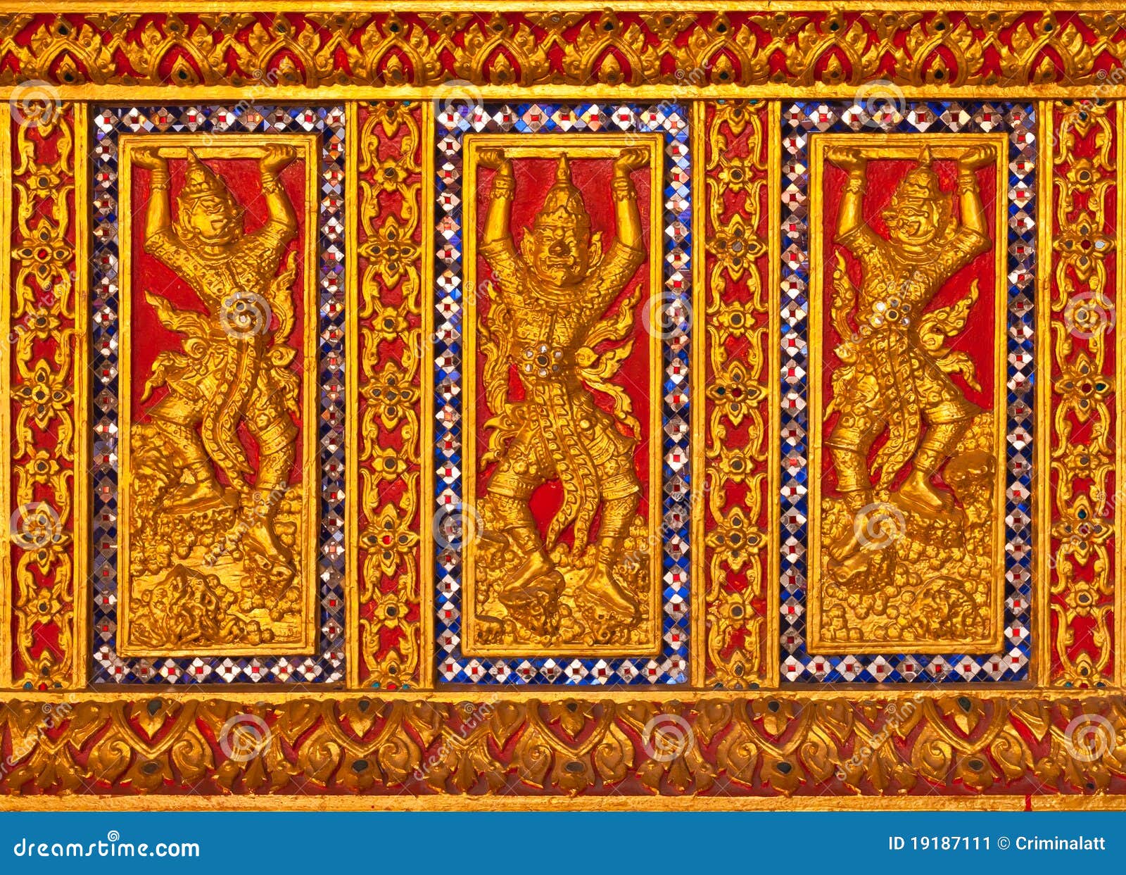 Titan Pattern Design Handcraft on Wood Stock Image - Image of asia ...