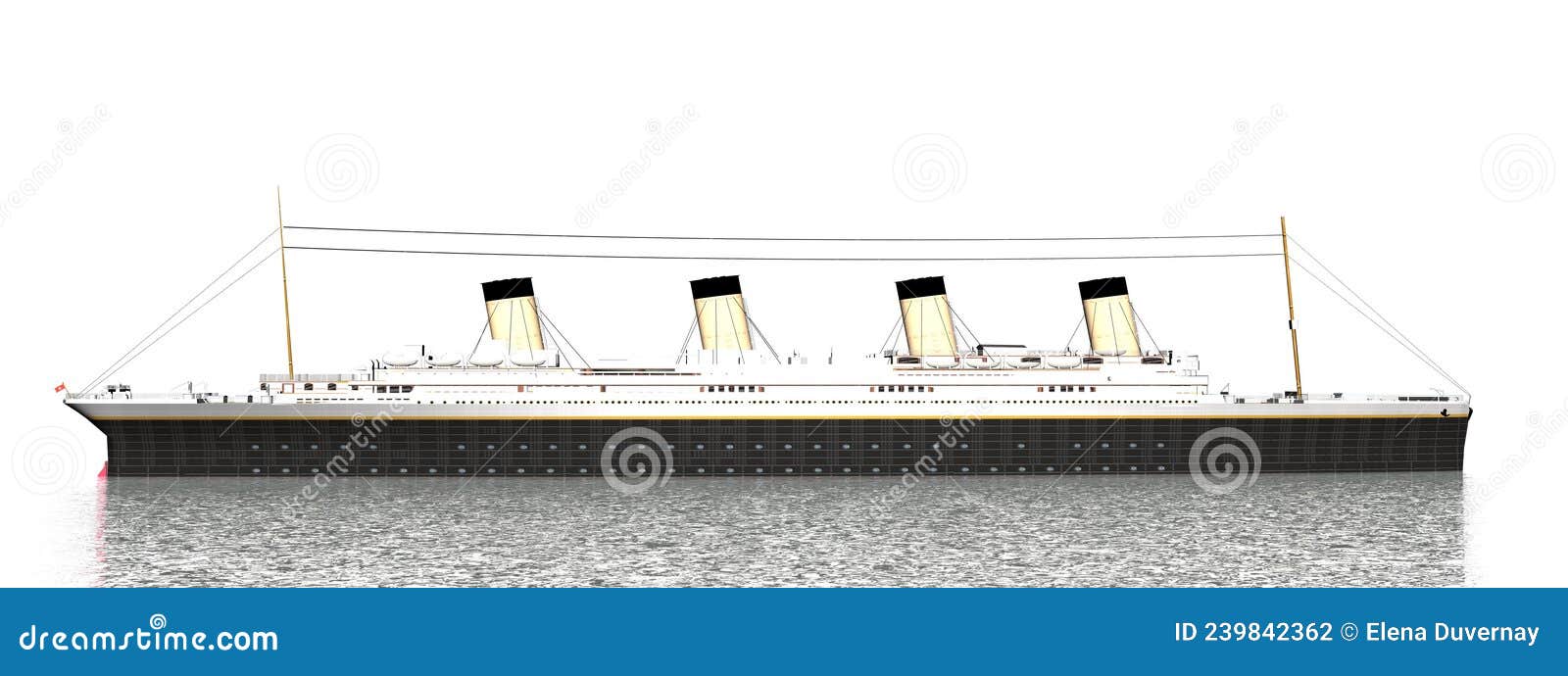 Titanic Ship on the Water- 3D Render Stock Illustration - Illustration ...