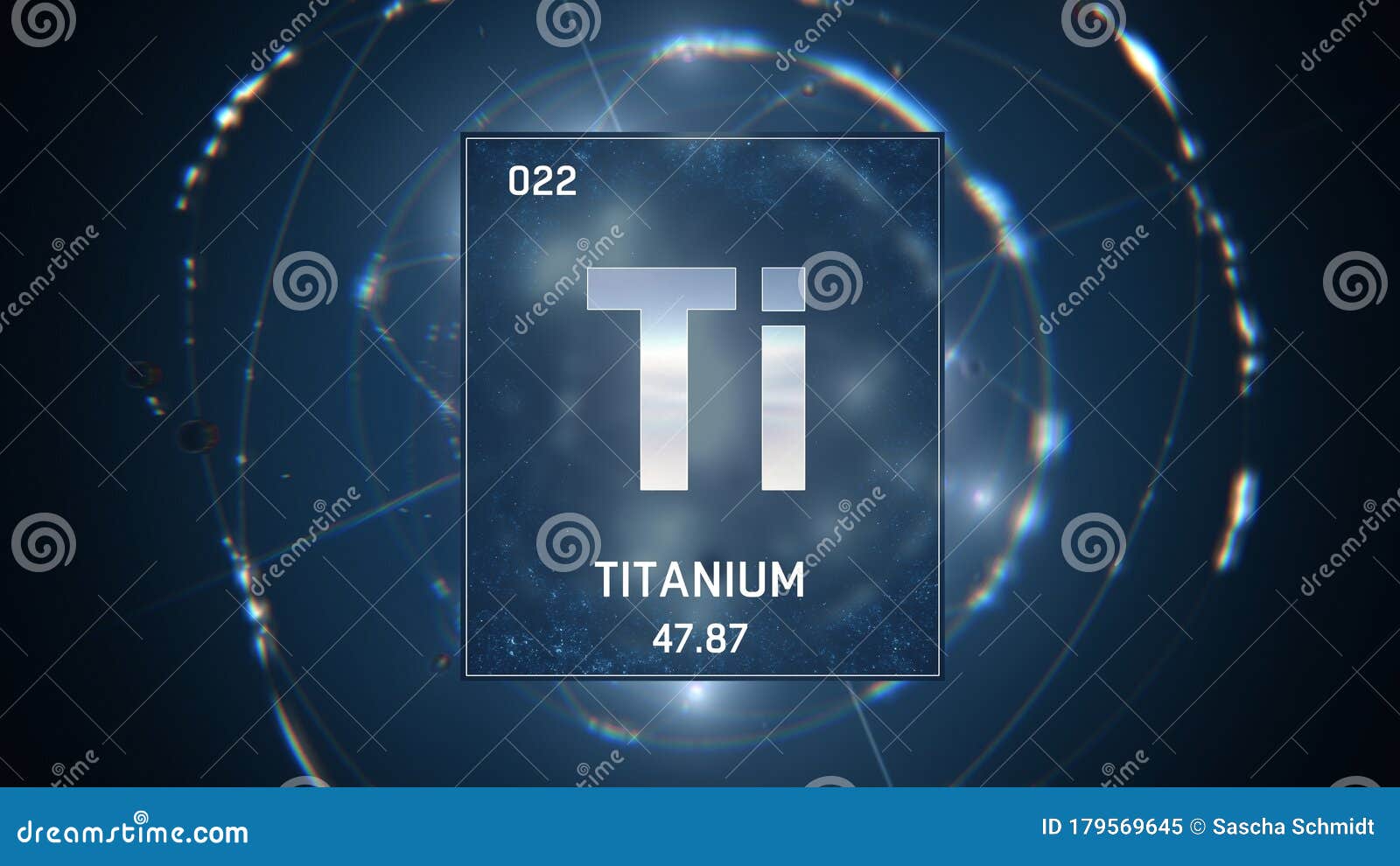 Titanium As Element 22 of the Periodic Table 3D Illustration on Blue ...