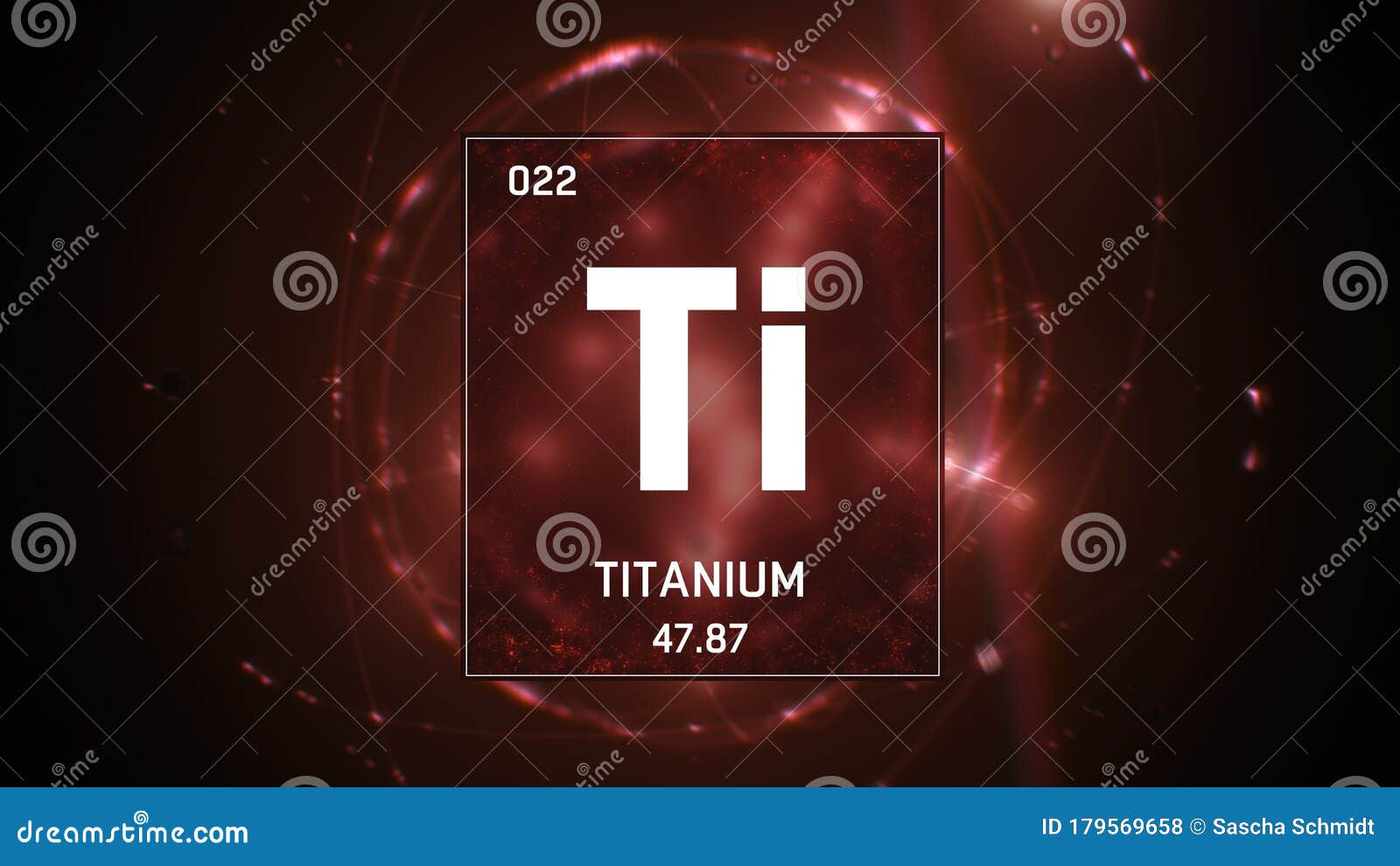 Titanium As Element 22 of the Periodic Table 3D Illustration on Red ...