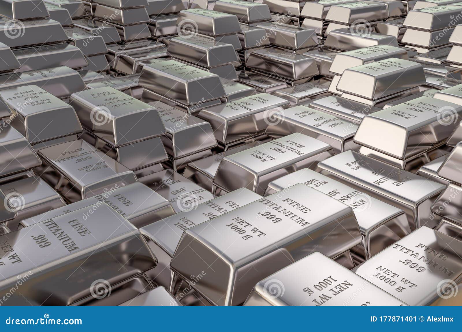 Titanium Bars, Ingots Background. 3D Rendering Stock Illustration ...
