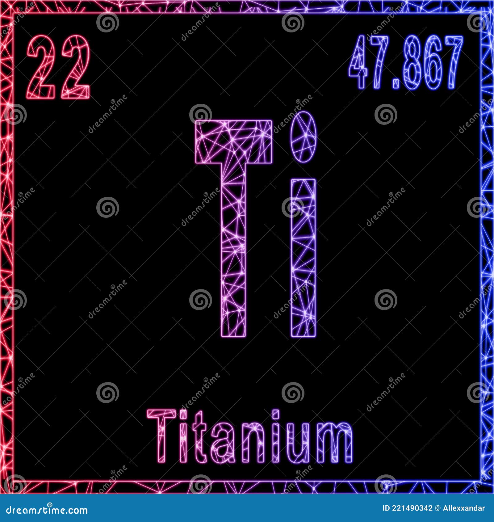 Titanium - Ti - Chemical Element Periodic Table Hexagonal Shape Royalty ...