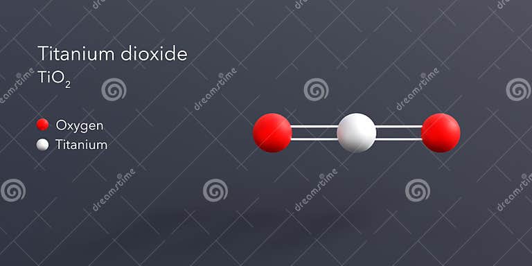 Titanium Dioxide Molecule 3d Rendering, Flat Molecular Structure with ...