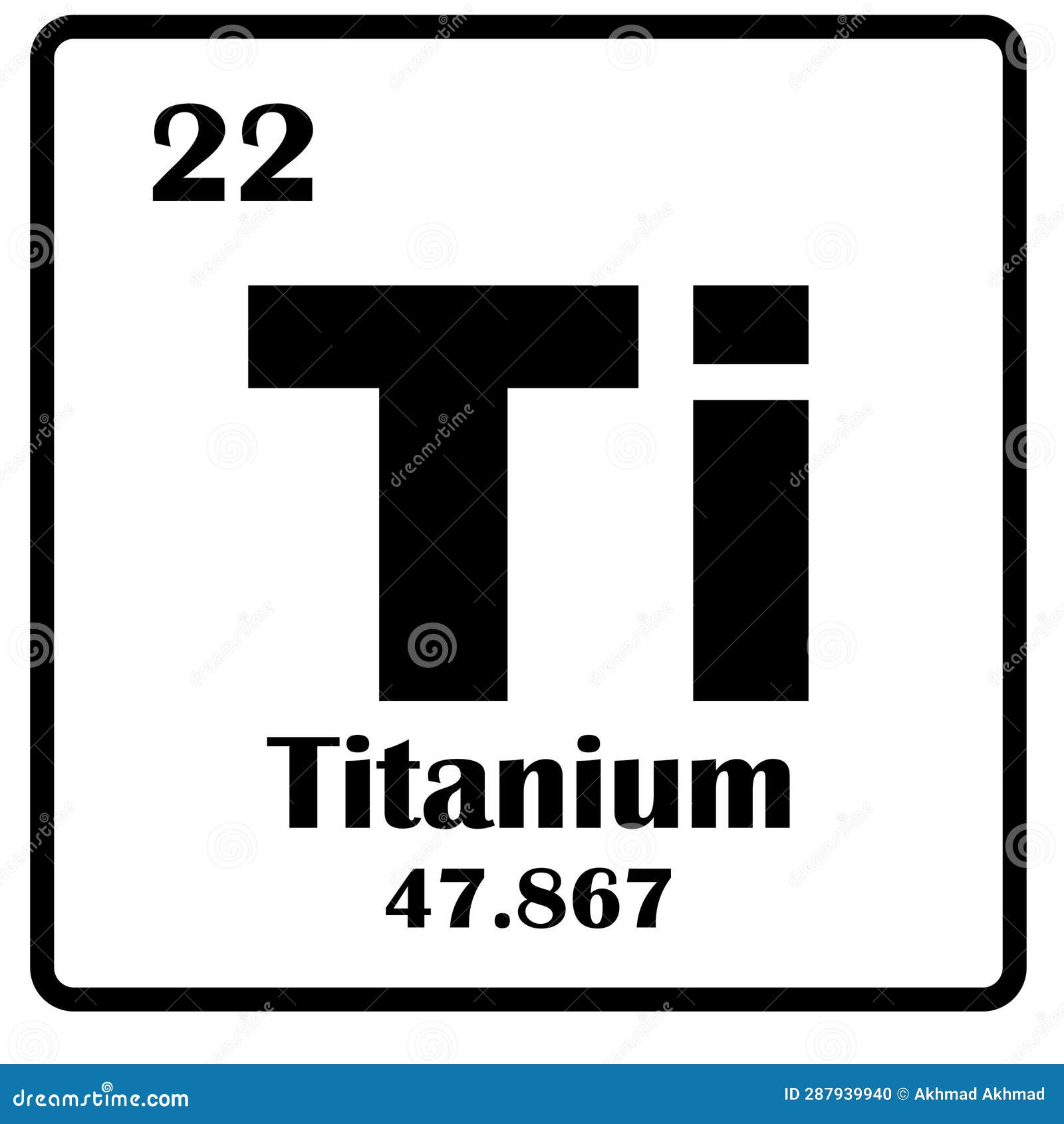 Titanium As Element 22 Of The Periodic Table 3D Illustration On Green ...