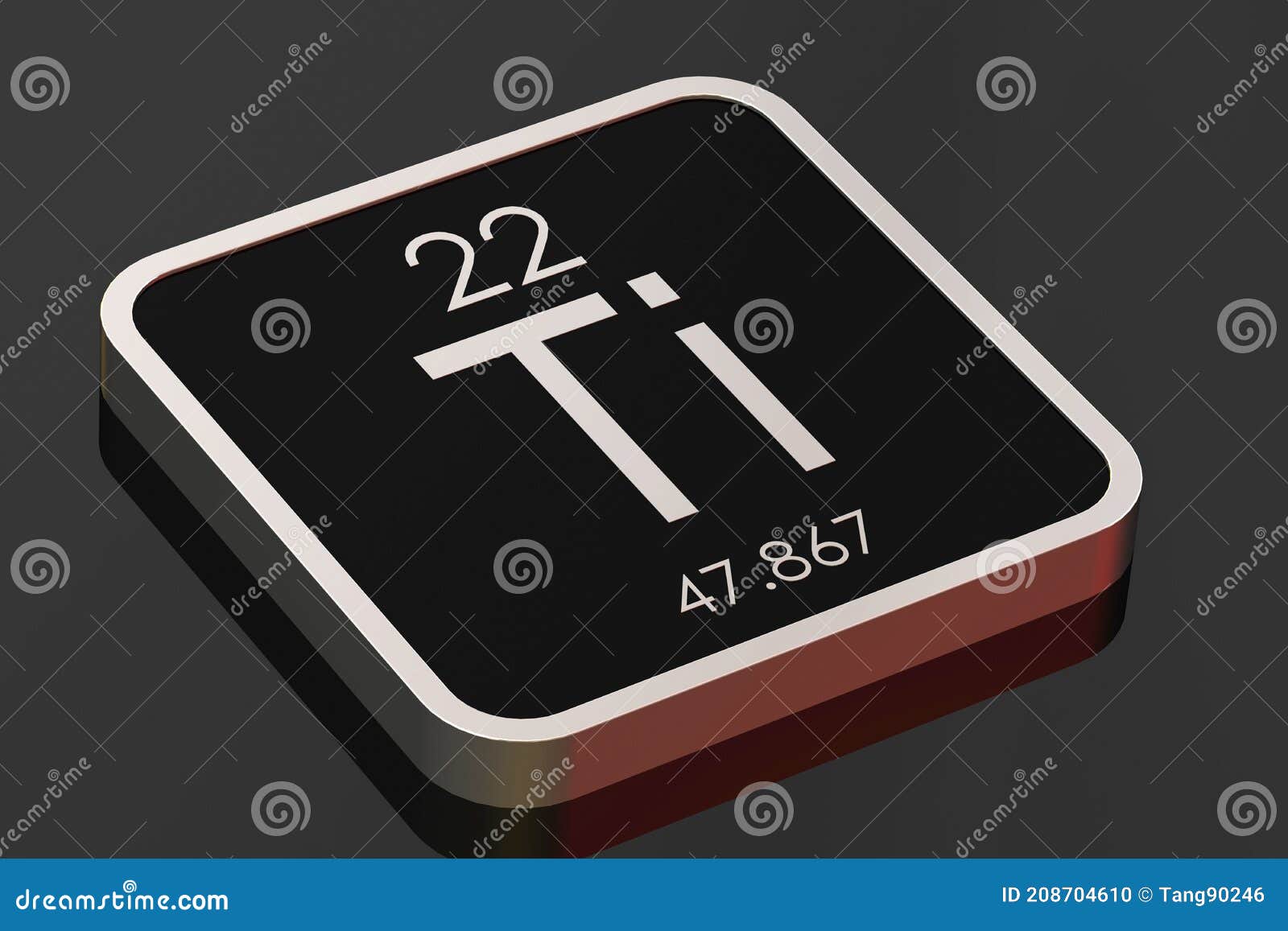 Titanium As Element 22 Of The Periodic Table 3D Illustration On Grey ...