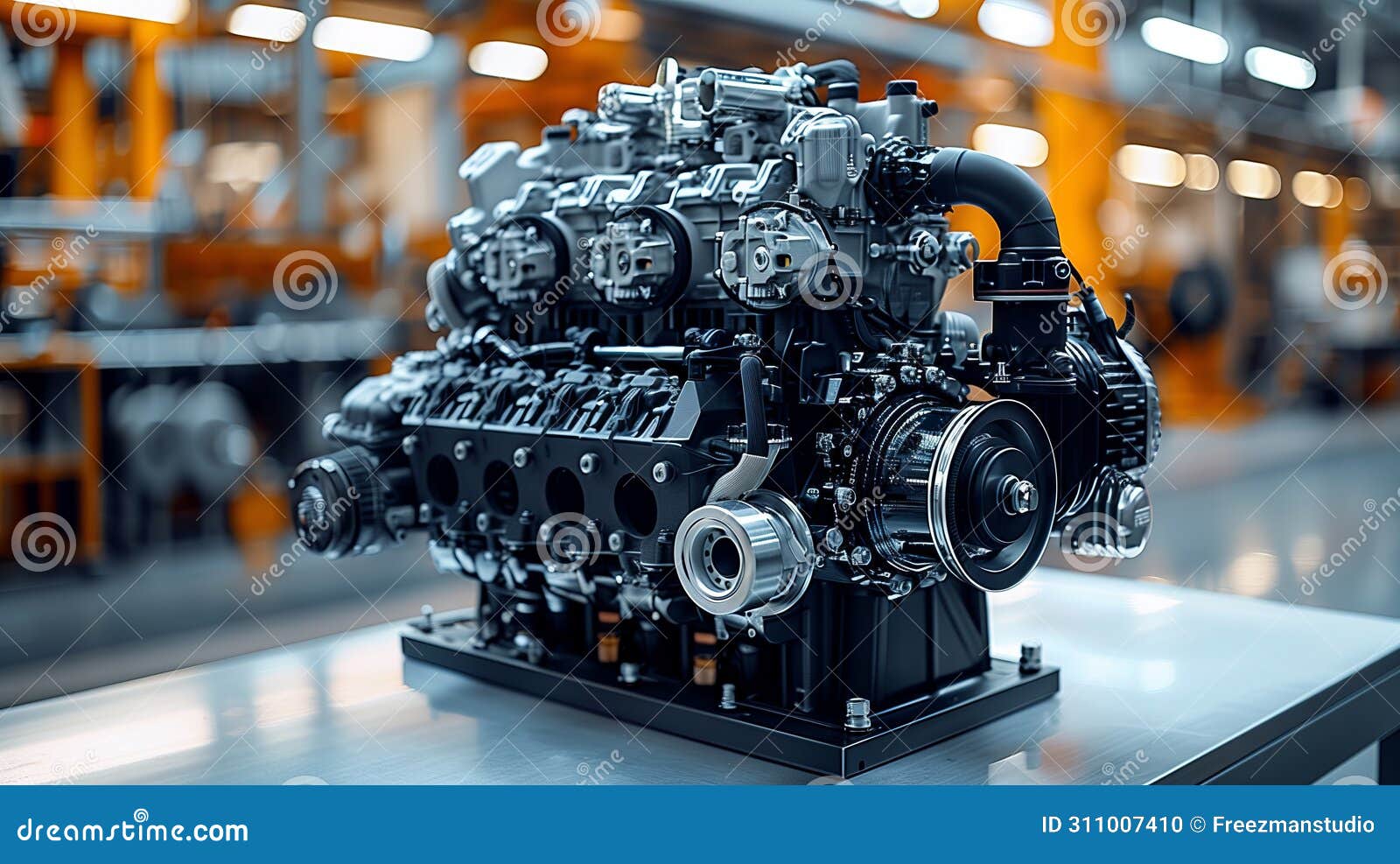 Titanium Engine Rests on Factory Table, Part of Automotive Design ...