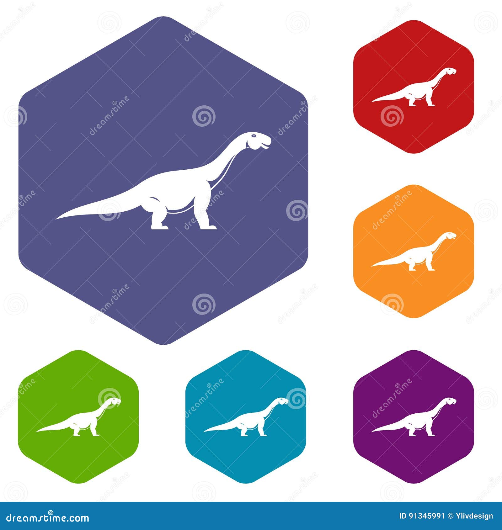 Titanosaurus Dinosaur Icons 9 Set Cartoon Vector | CartoonDealer.com ...