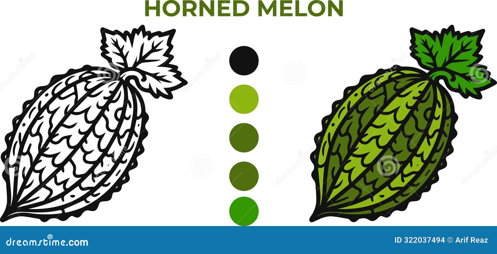 Title: Black and White Vector Illustration of a Horned Melon for ...