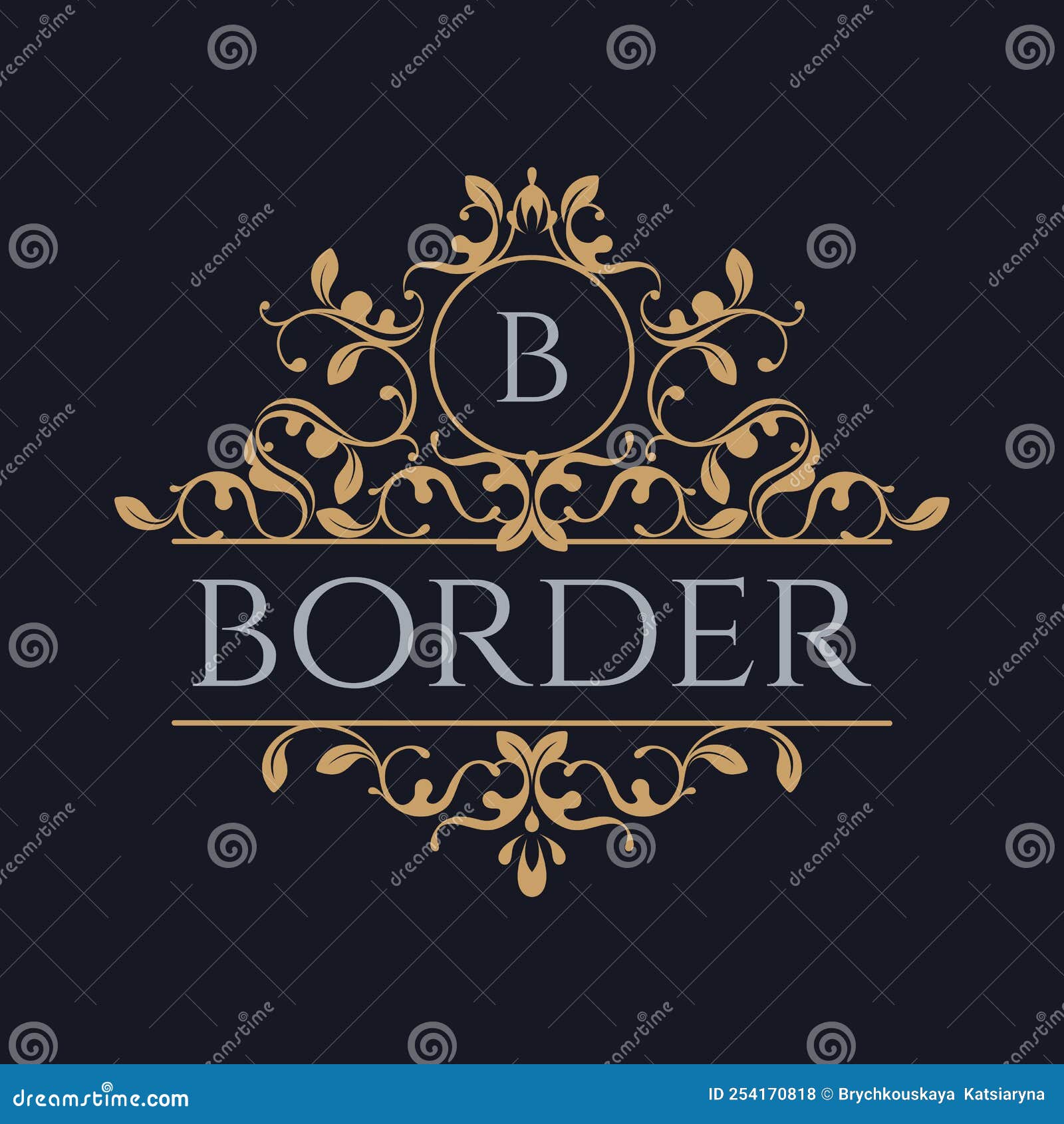 Title Border with Monogram. Stock Vector - Illustration of banner, logo ...