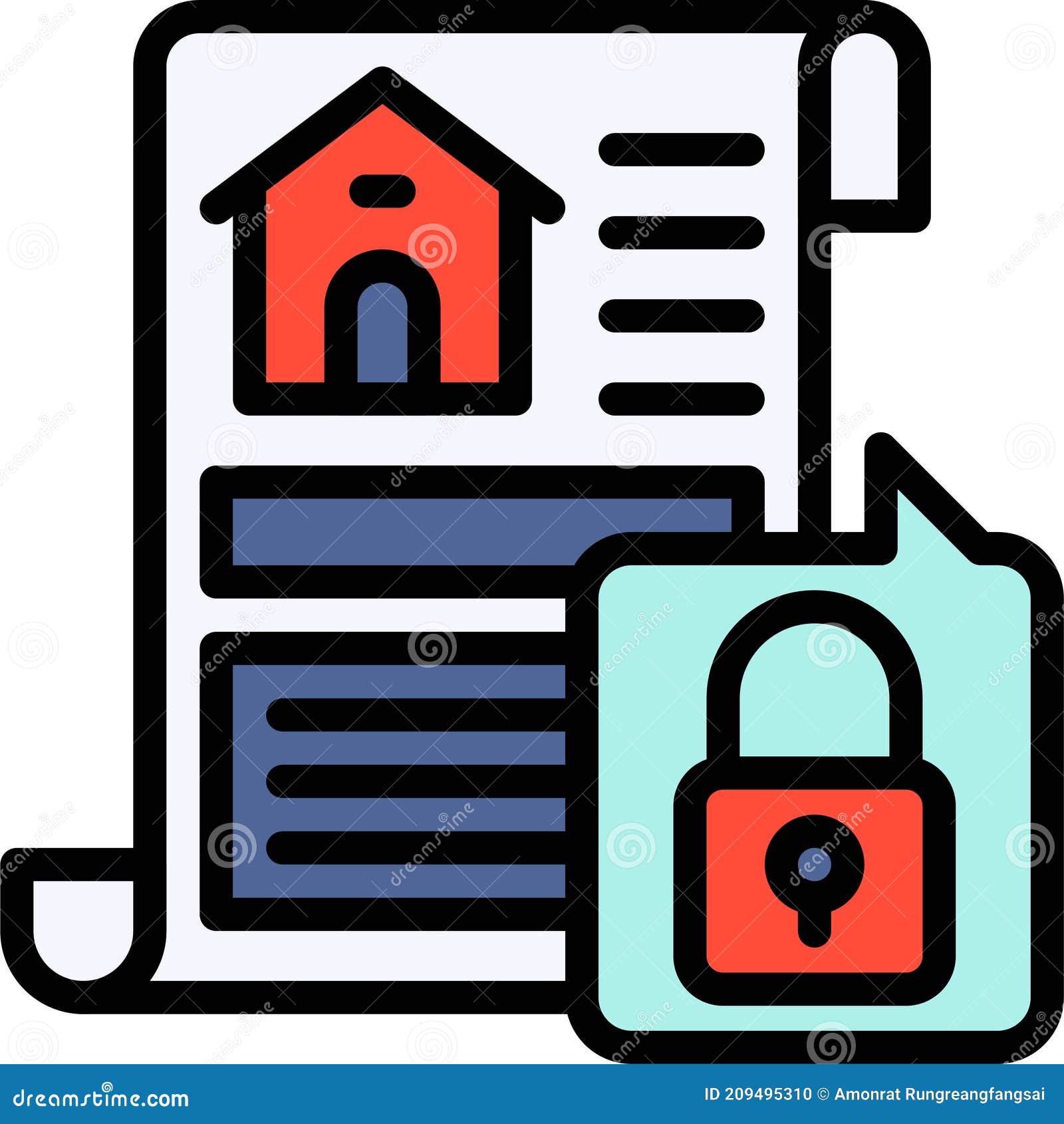 Title Deed with Lock Icon, Bankruptcy Related Vector Stock Vector ...