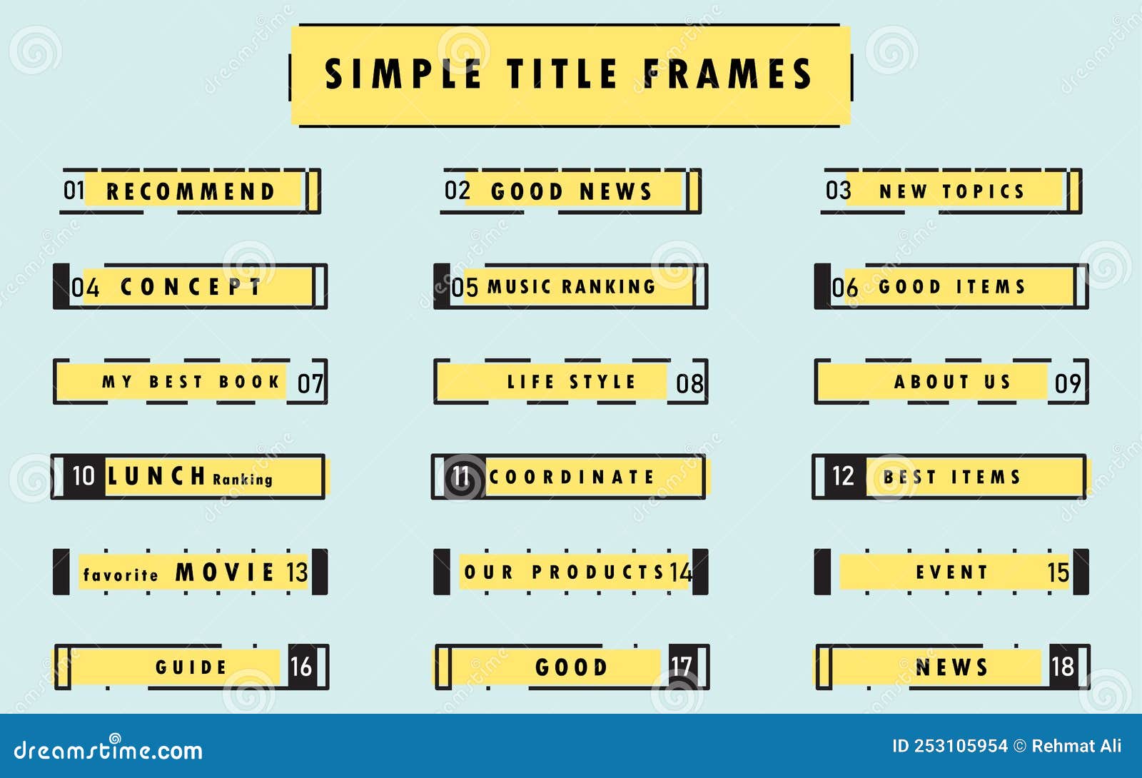 Title Design Set Simple Heading Frame Set Stock Illustration ...