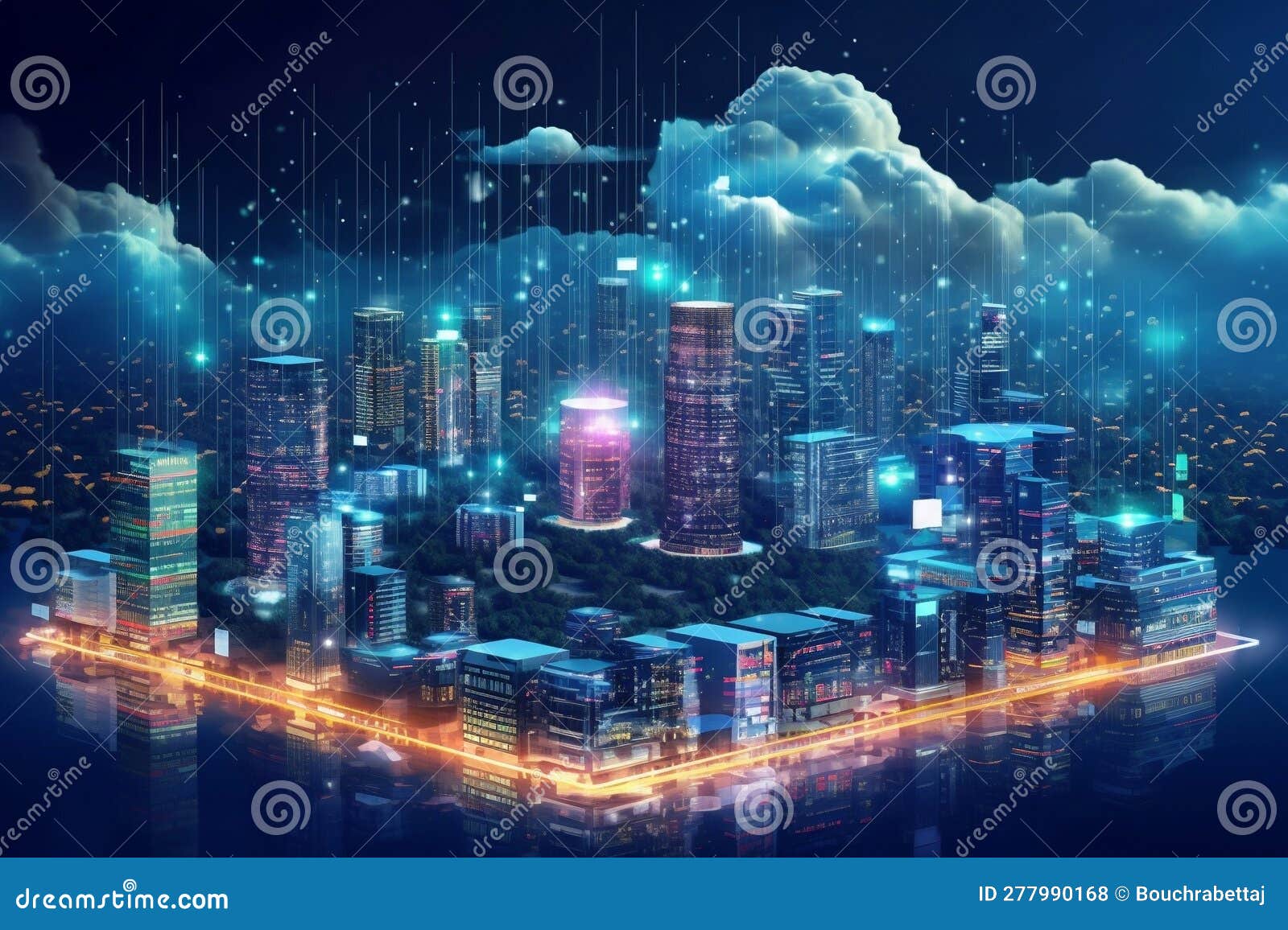 Title, Futuristic Cloud Computing Technology Concept with Cyber ...
