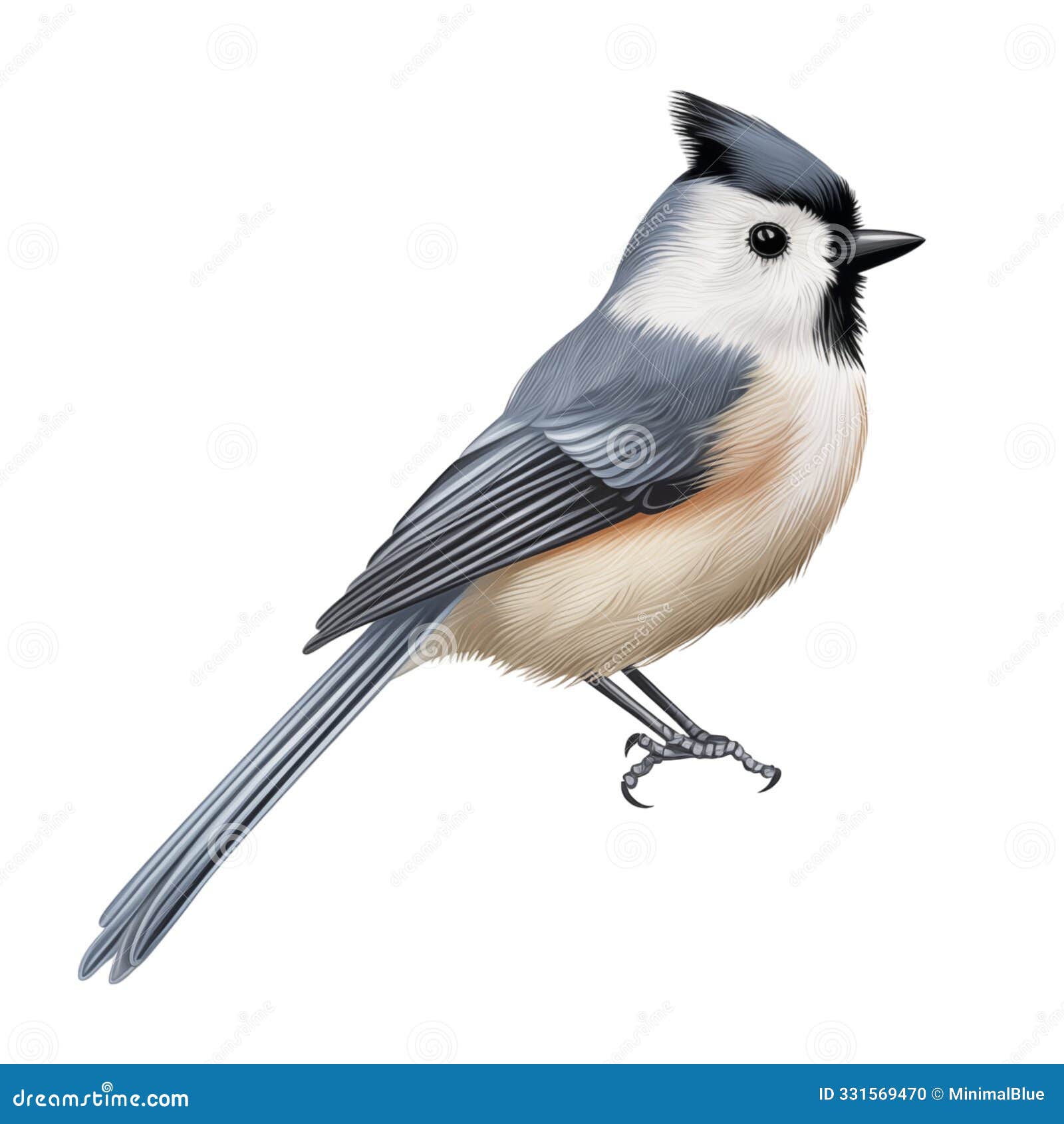 Titmouse Bird Isolated on White Background Stock Illustration ...