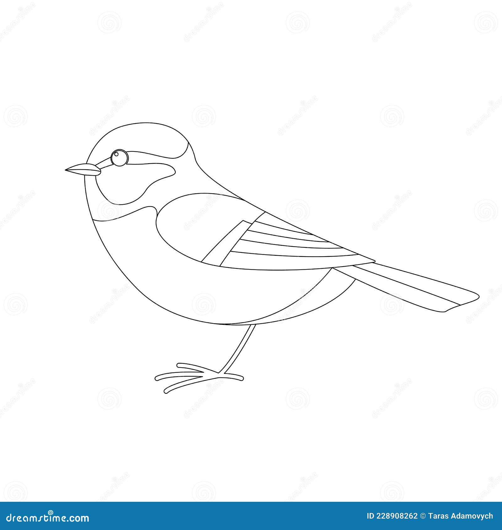Titmouse Bird, Vector Illustration, Lining Draw , Side Stock Vector ...