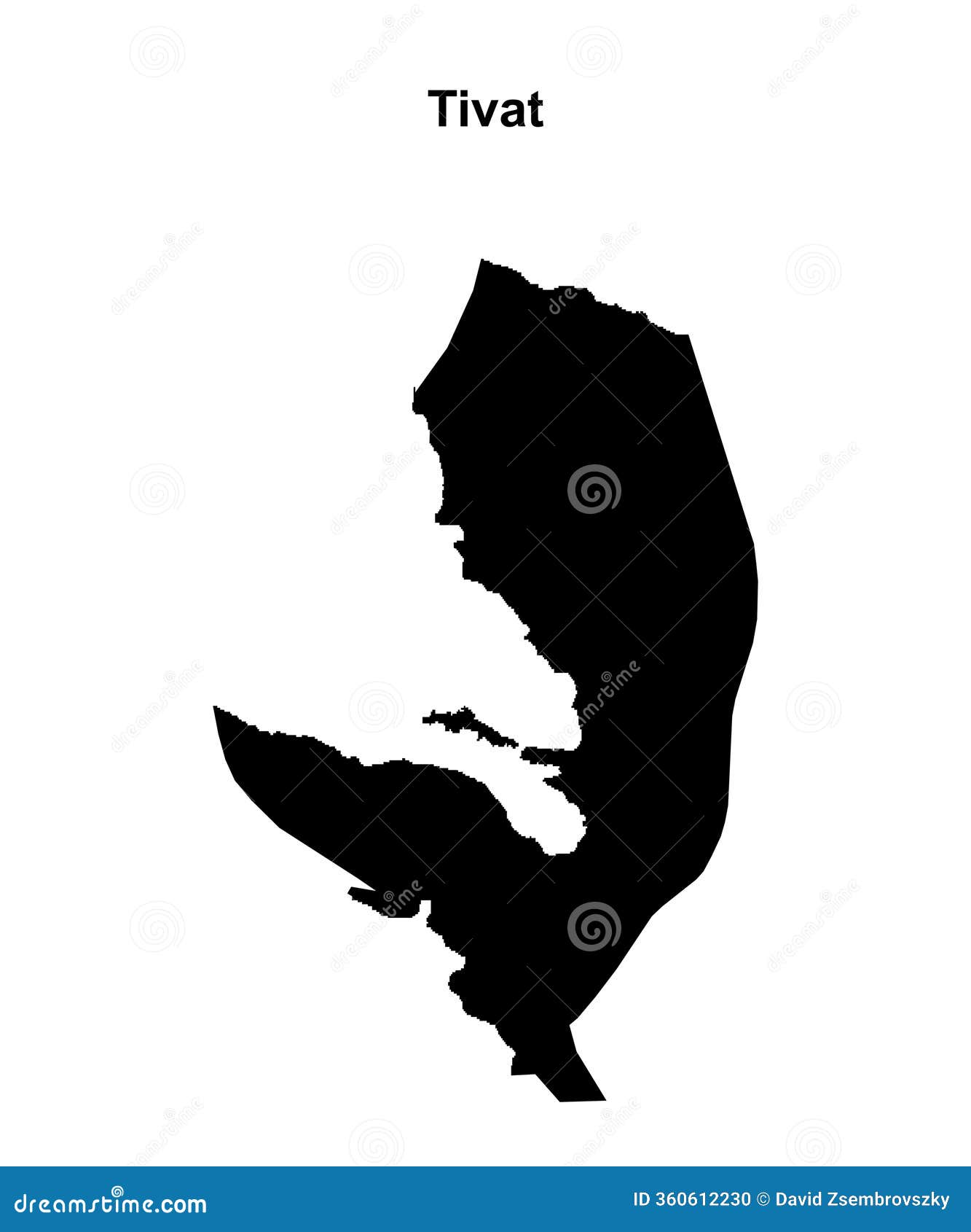 Tivat outline map stock illustration. Illustration of atlas - 360612230