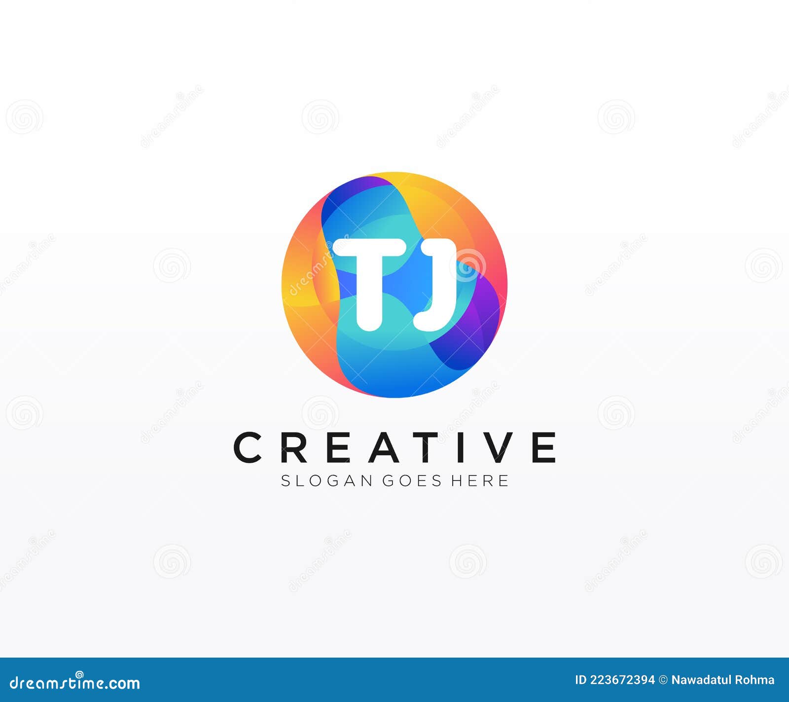 TJ Initial Logo with Colorful Circle Template Vector Stock Vector ...