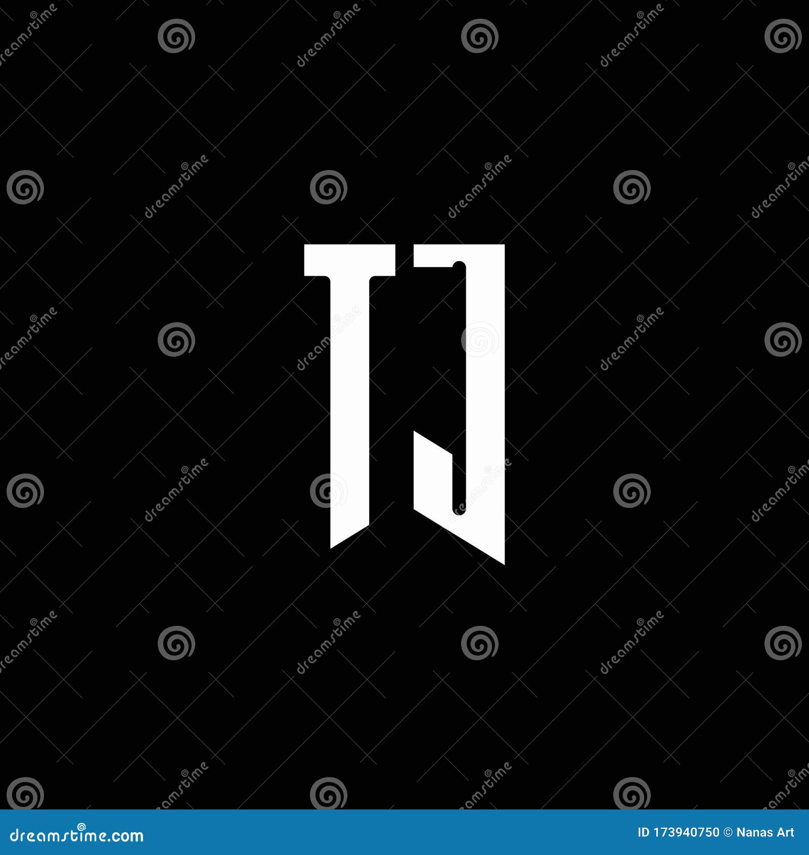 TJ Logo Monogram with Emblem Style Isolated on Black Background Stock ...