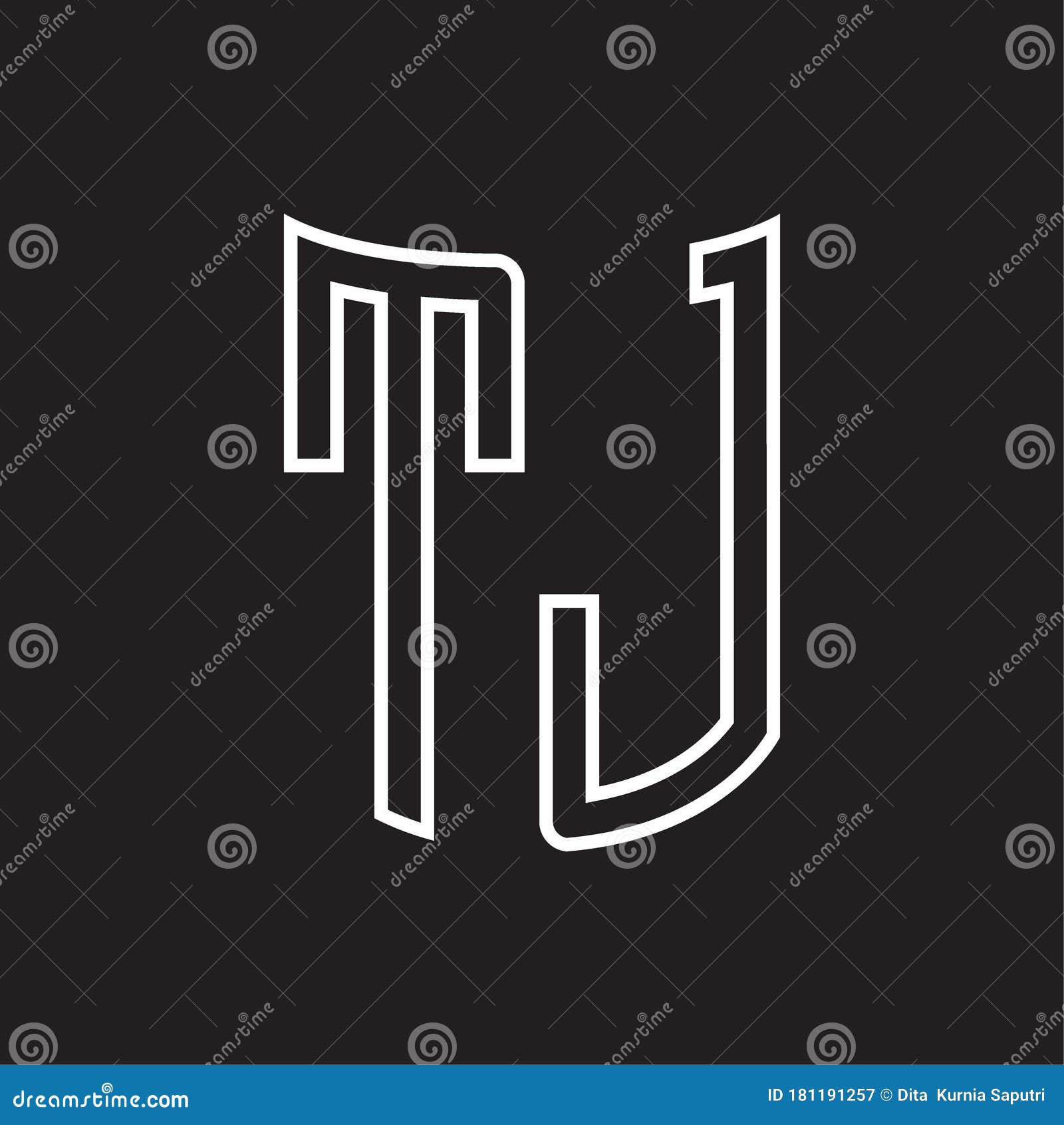 TJ Logo Monogram with Ribbon Style Outline Design Template Stock Vector ...