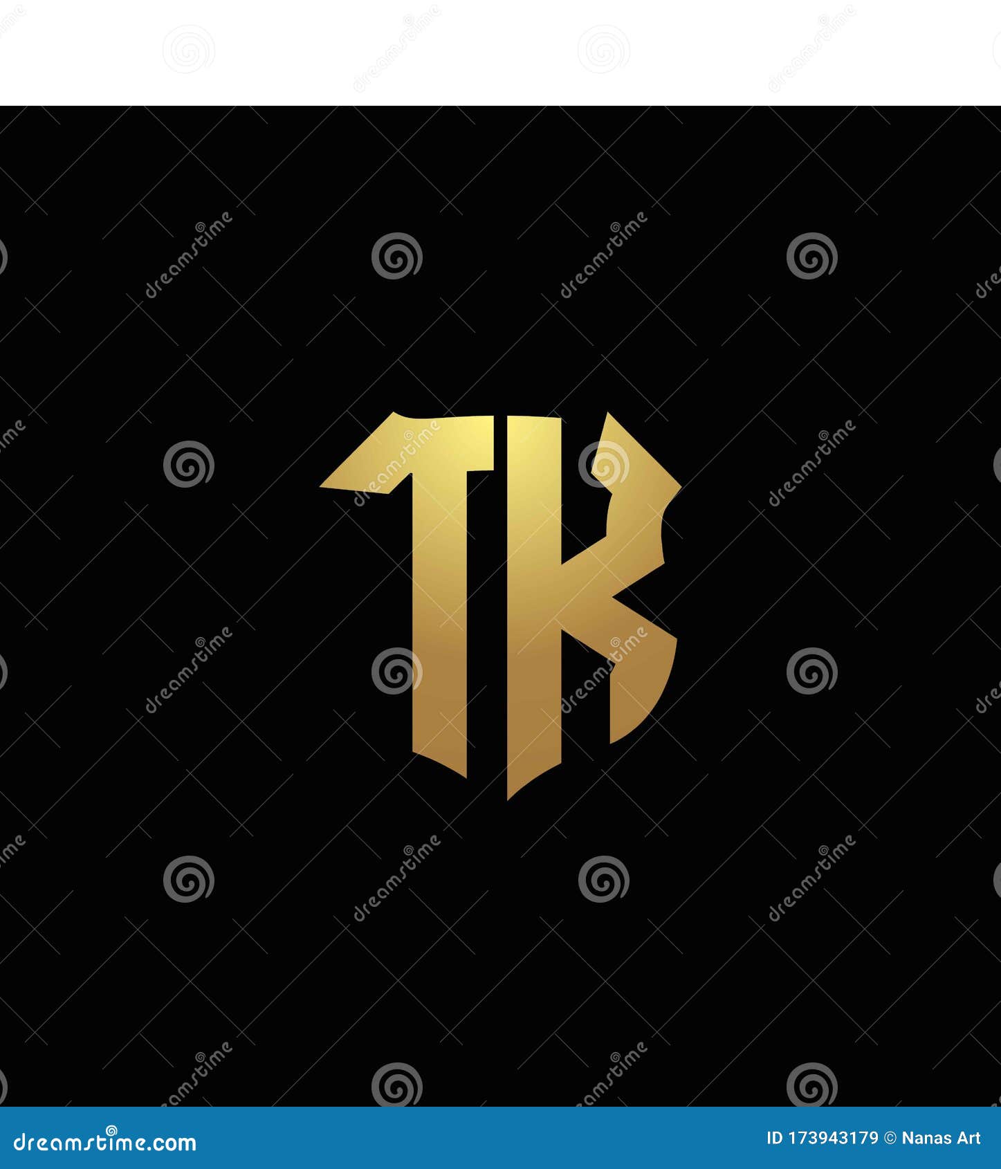 TK Logo Monogram with Gold Colors and Shield Shape Design Template ...