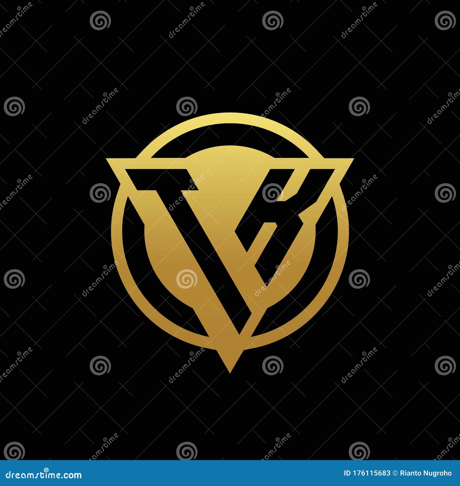 TK Logo Monogram with Triangle Shape and Circle Rounded Isolated on ...
