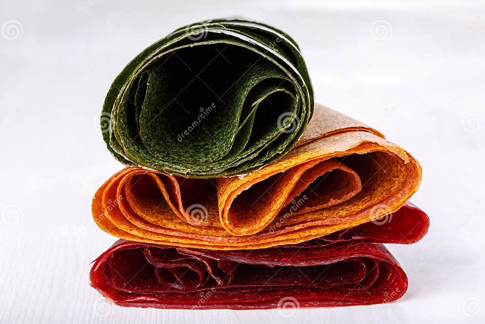 Tklapi - Dried Mashed Fruit Pulp / Colorful Fruit Leather Stock Photo ...