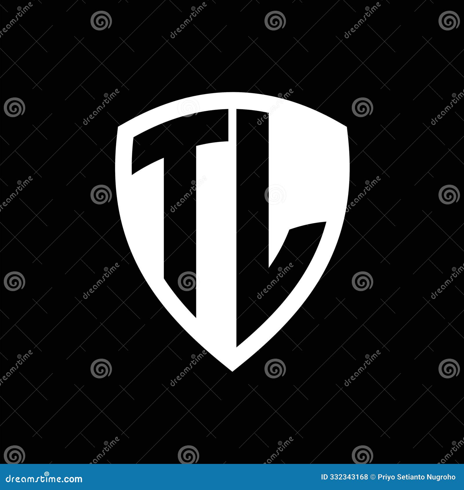 TL Monogram Logo with Bold Letters Shield Shape with Black and White ...