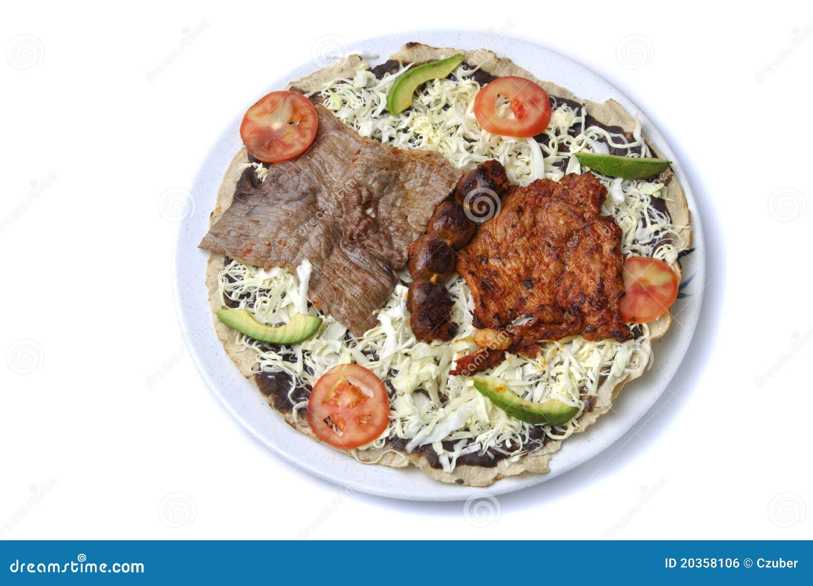 Tlayuda with meat stock photo. Image of cheese, food - 20358106