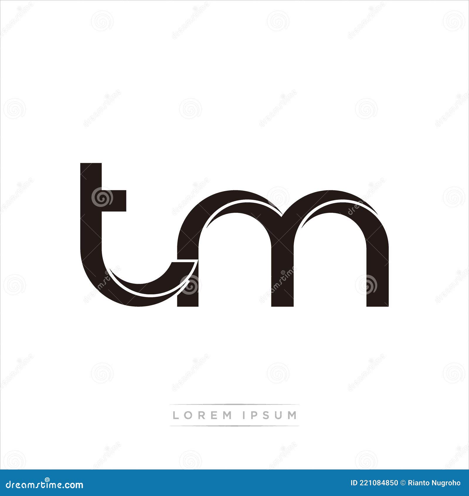 Tm Initial Letter Split Lowercase Modern Monogram Linked Outline ...