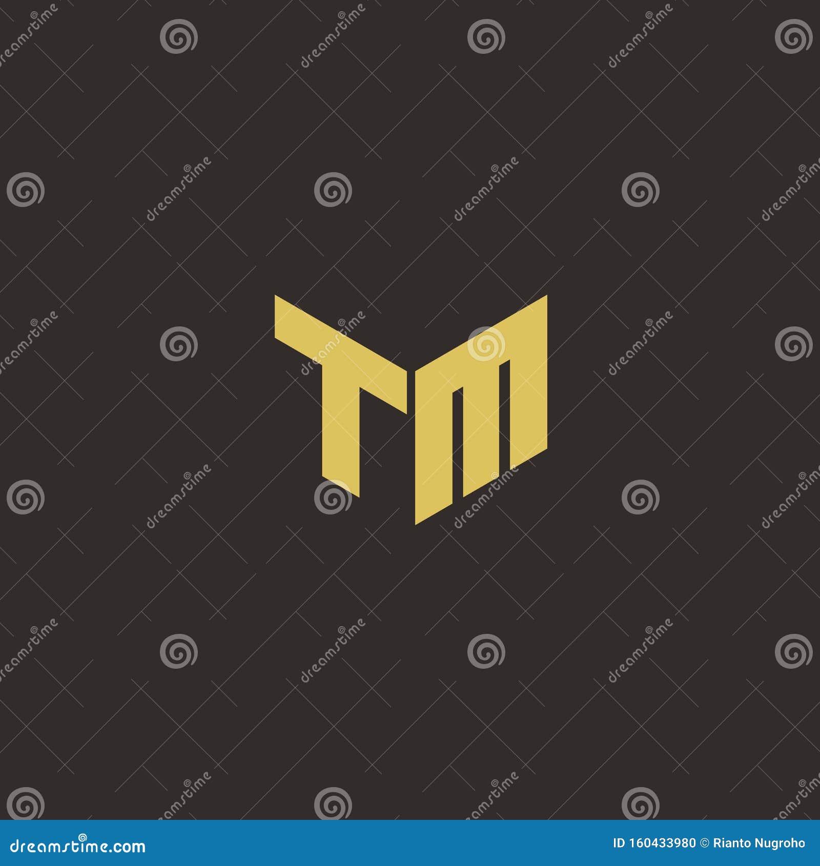 TM Logo Letter Initial Logo Designs Template with Gold and Black ...