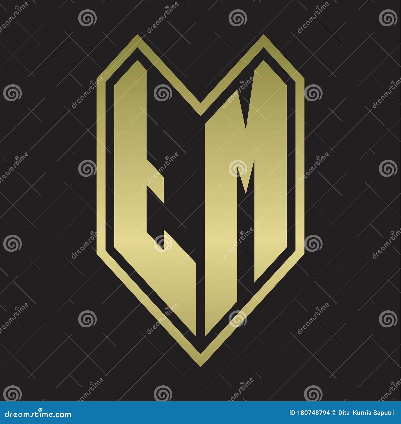 TM Logo Monogram with Emblem Line Style Isolated on Gold Colors Stock ...