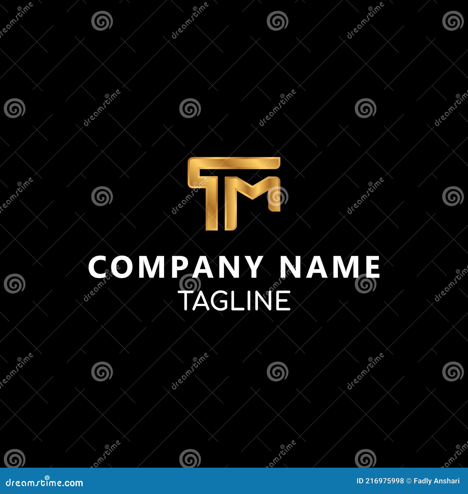 TM Monogram Initial Letters Vector Logo Template in Gold Style Stock ...