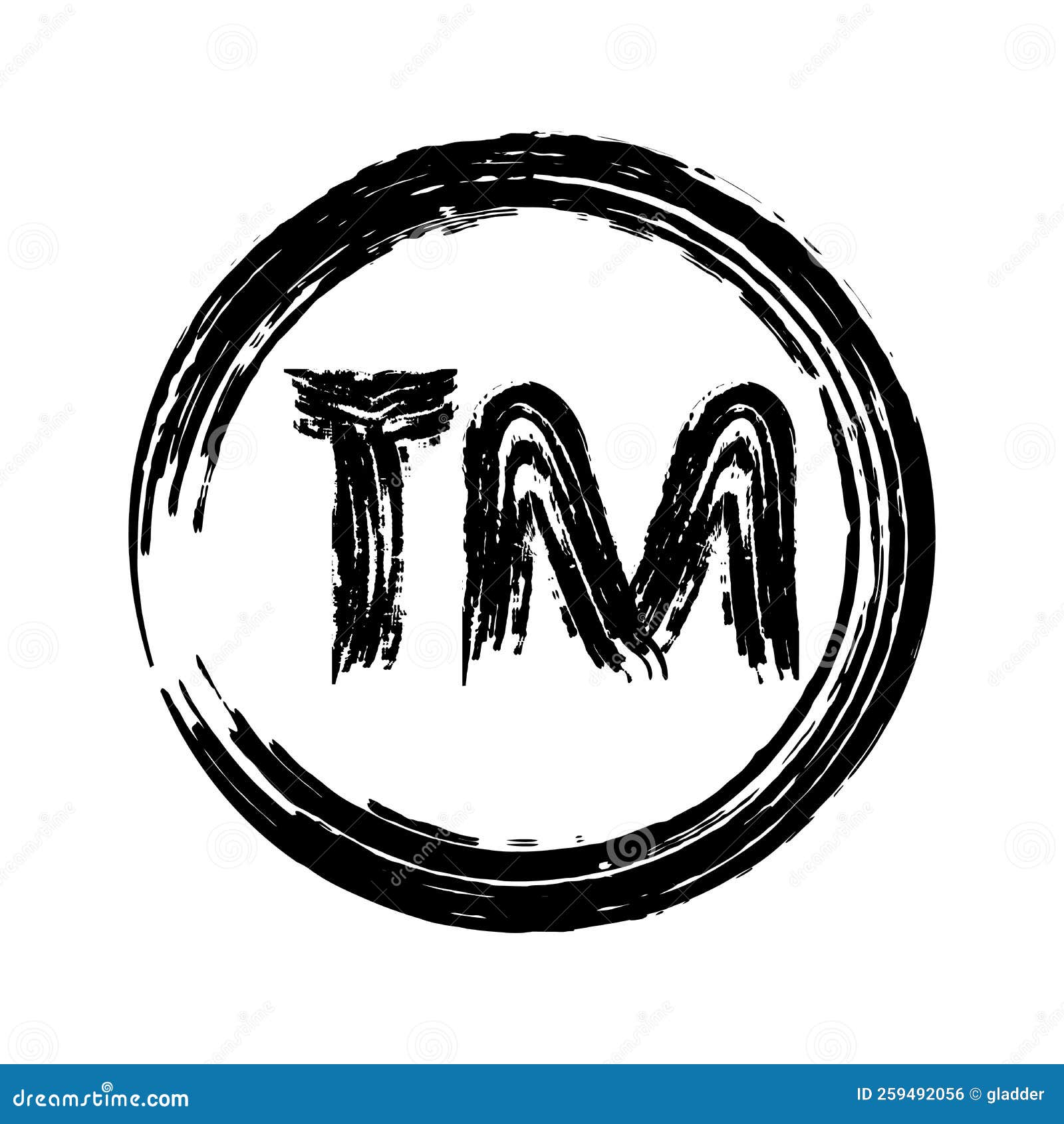 TM Sign - Trademark in a Circle, Black Brush Drawing, Vector Stock ...