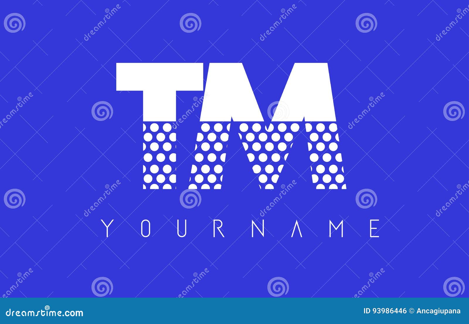 TM T M Dotted Letter Logo Design with Blue Background. Stock Vector ...