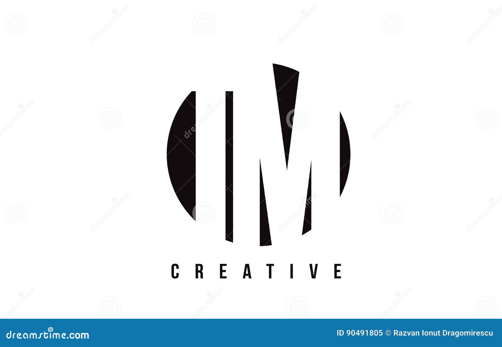TM T M White Letter Logo Design with Circle Background. Stock Vector ...