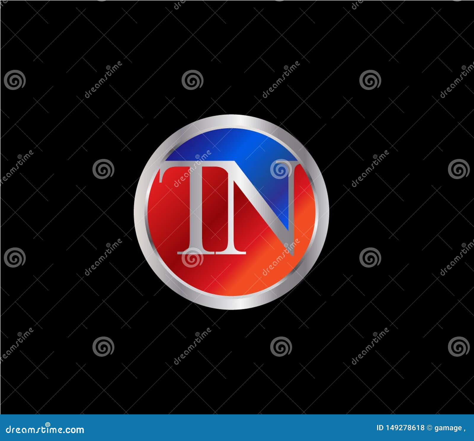 TN Initial Circle Shape Red Blue Silver Color Later Logo Design Stock ...