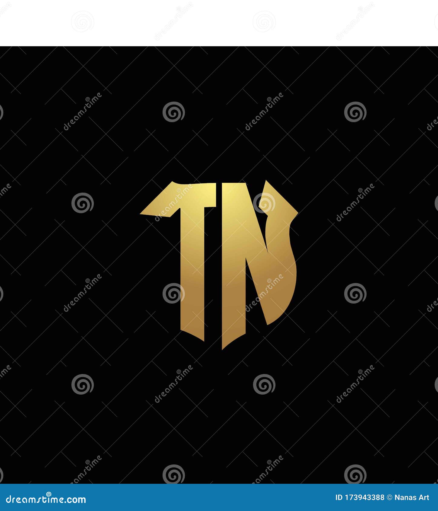 TN Logo Monogram with Gold Colors and Shield Shape Design Template ...