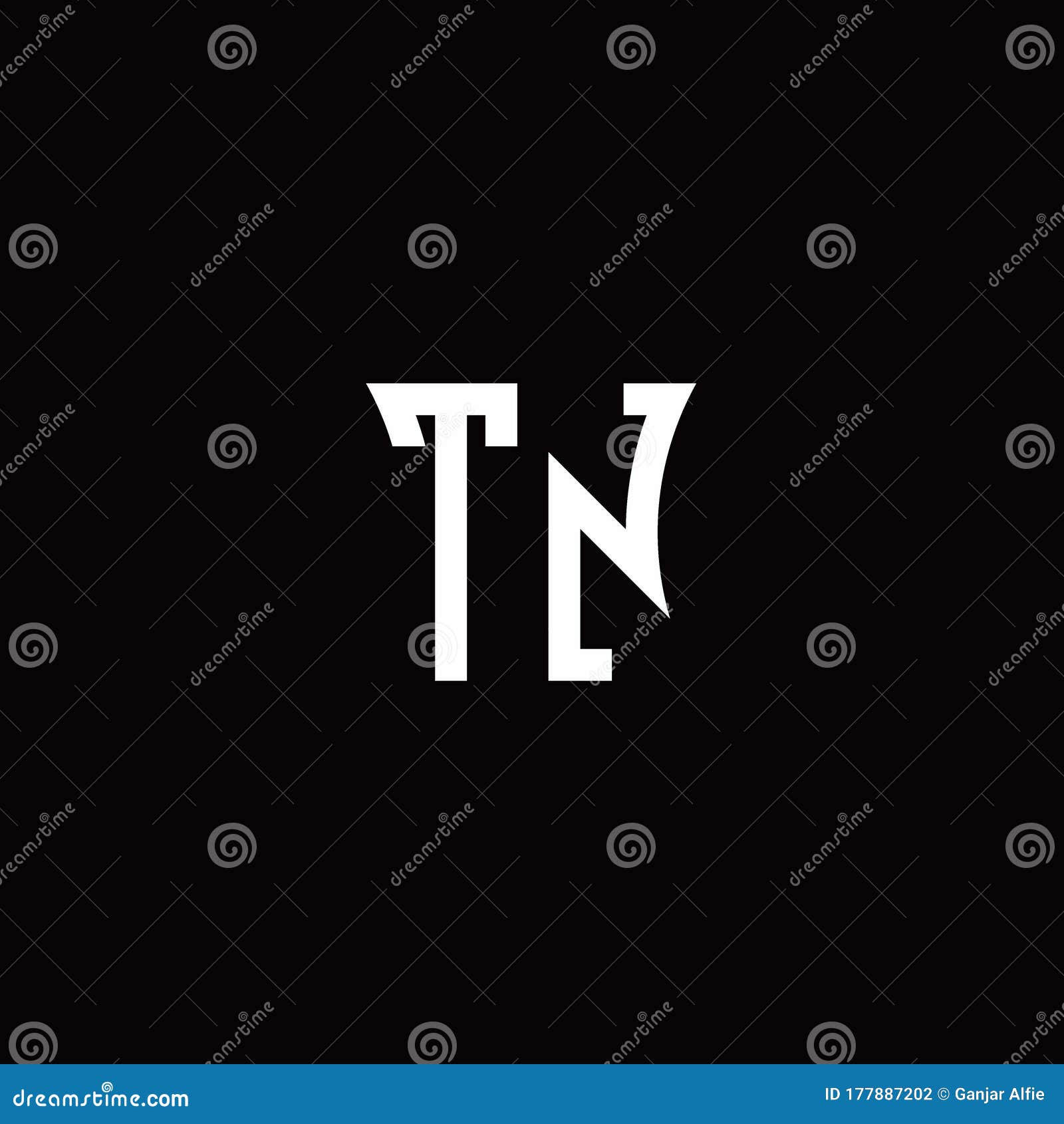 TN Monogram Logo Letter with Curved Side Style Stock Vector ...