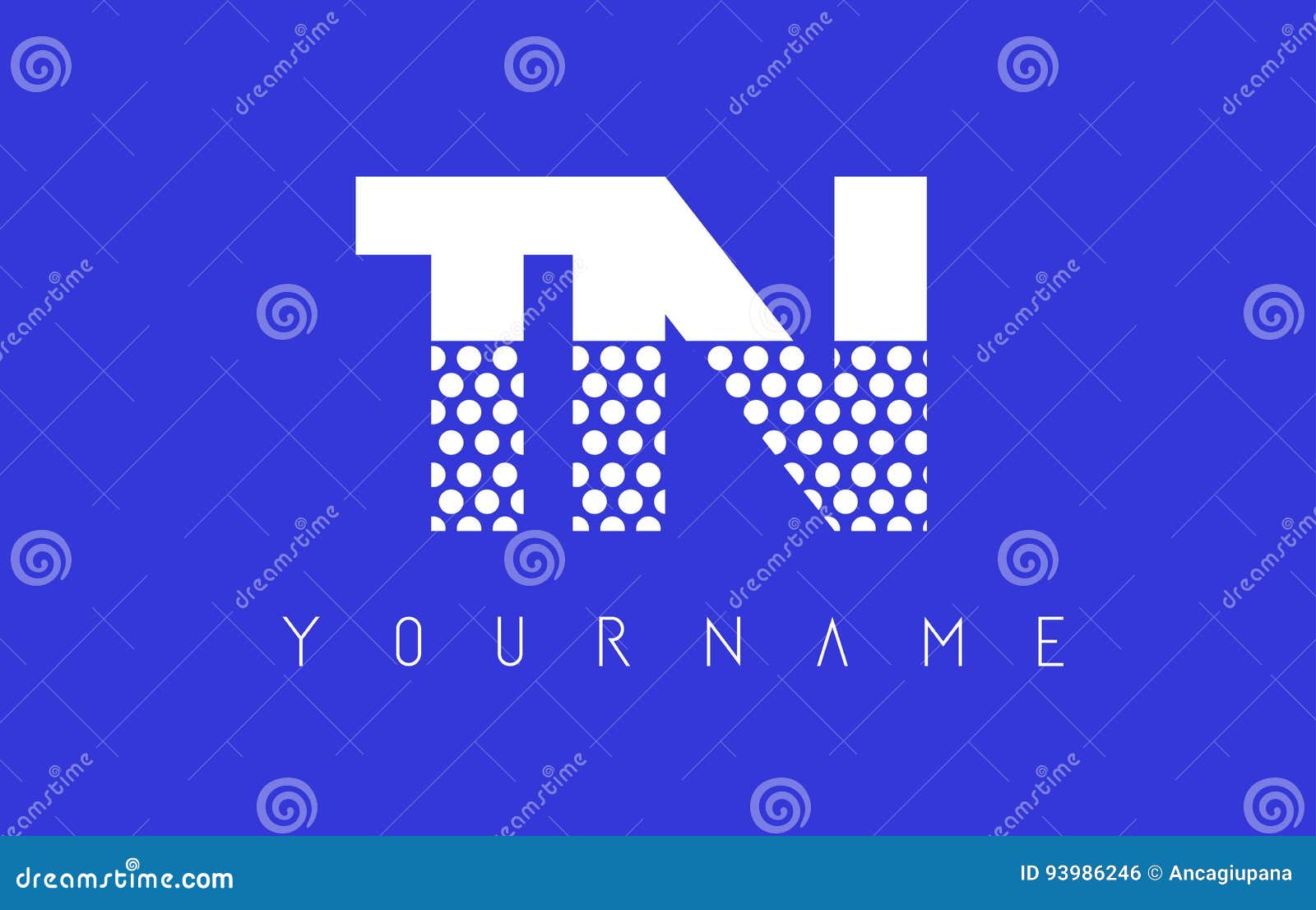 TN T N Dotted Letter Logo Design with Blue Background. Stock Vector ...