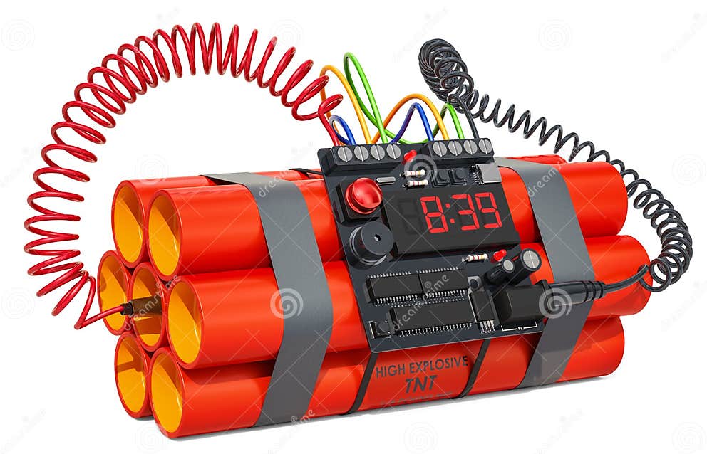 TNT Bomb Explosive with Digital Countdown Timer Clock. 3D Render Stock ...