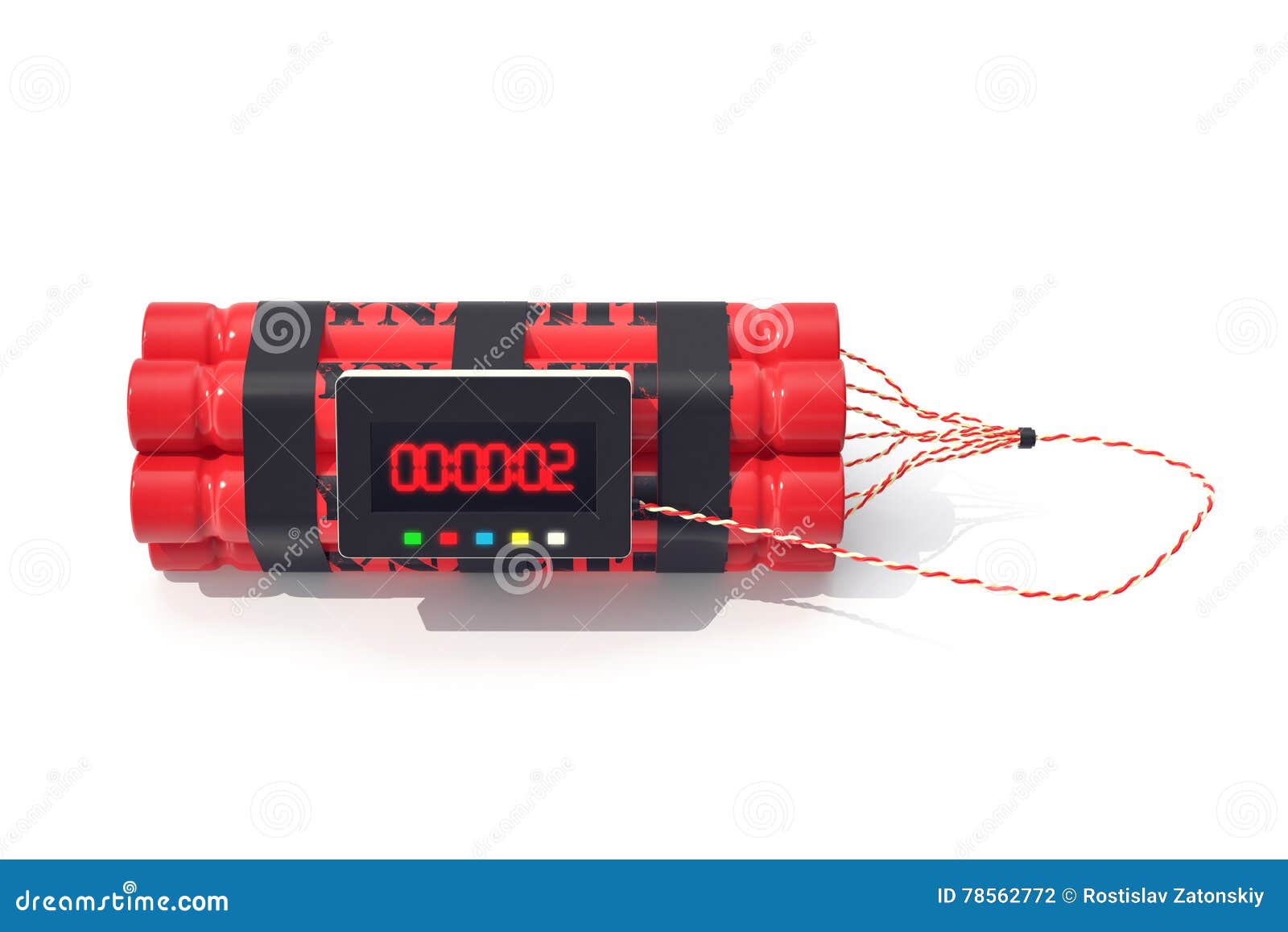 TNT Dynamite Red Bomb With A Timer Isolated On White Background. 3d ...