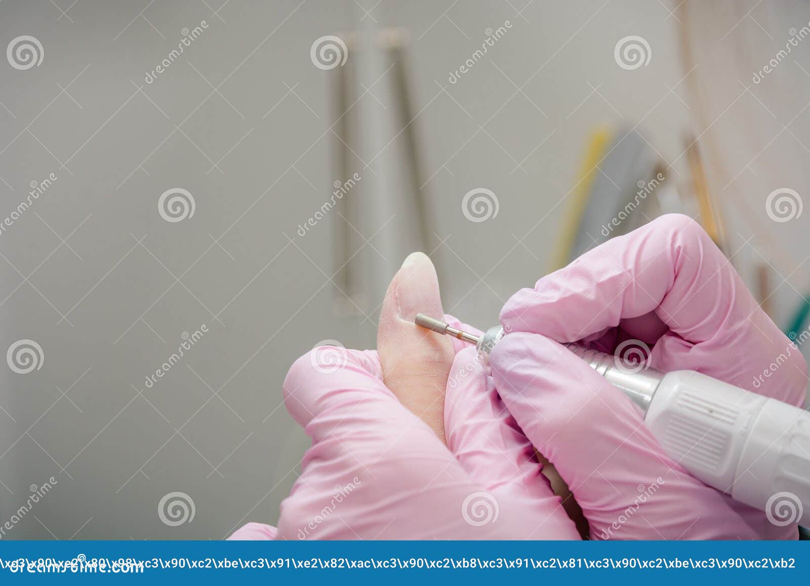 To Cut Nails the Machine. Processing of Nails the Machine in Beauty ...