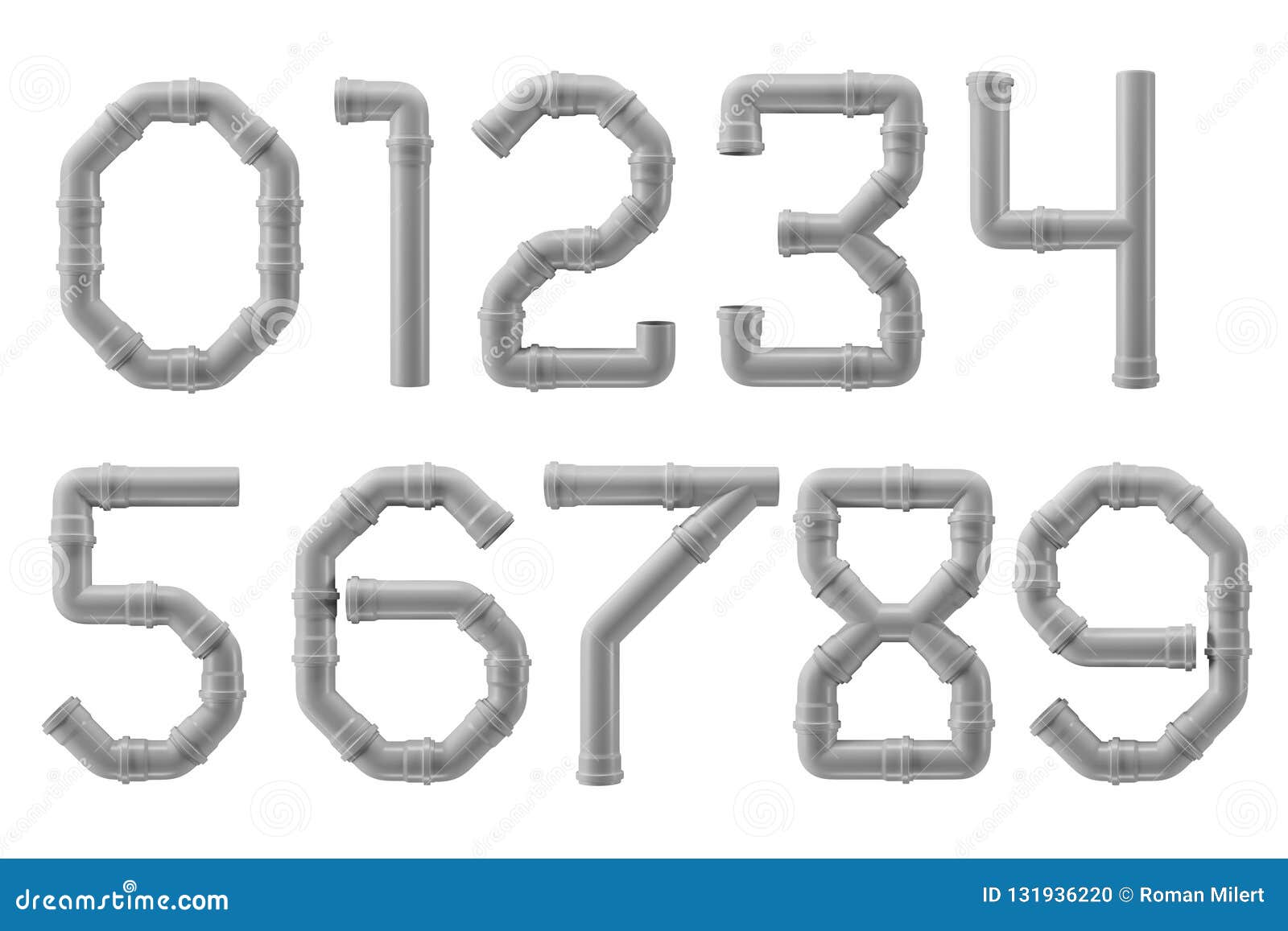 PVC pipe digits stock illustration. Illustration of connection - 131936220