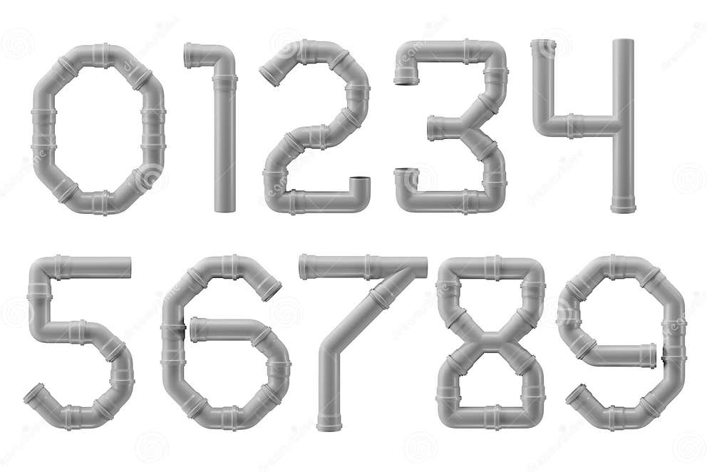 PVC pipe digits stock illustration. Illustration of connection - 131936220